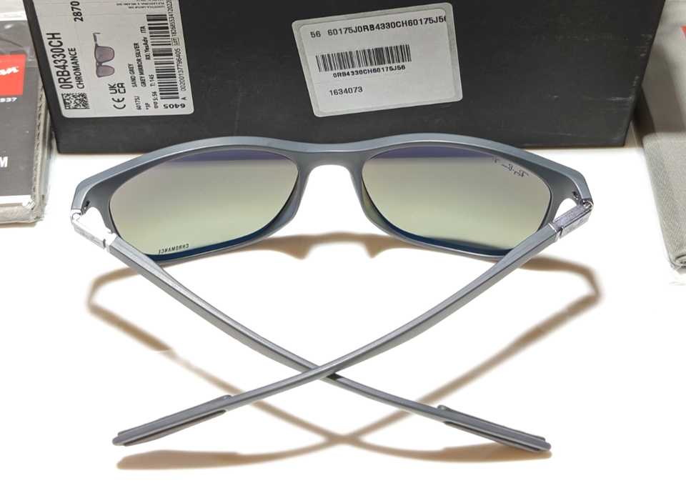 Ray-Ban Chromance Sand Grey Mirrored Polarized Silver Lens RB4330CH ...