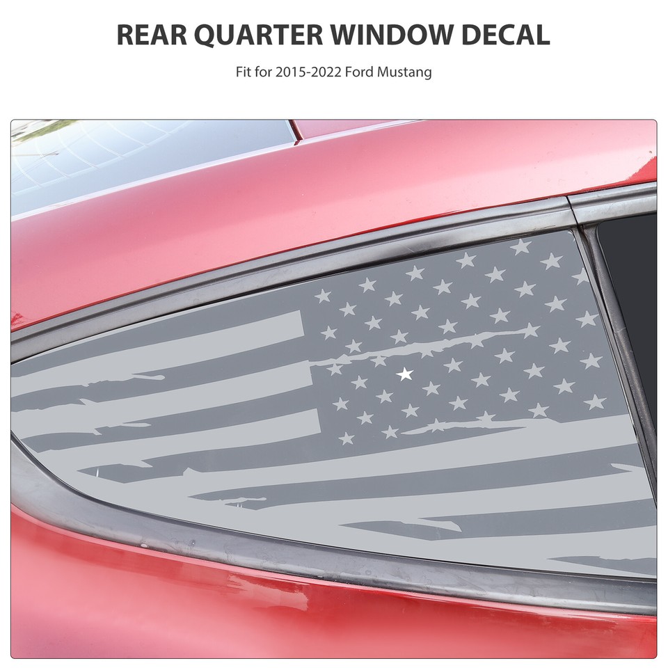 2PCS Exterior Rear Window Decor Sticker US Flag Trims For Ford Mustang ...