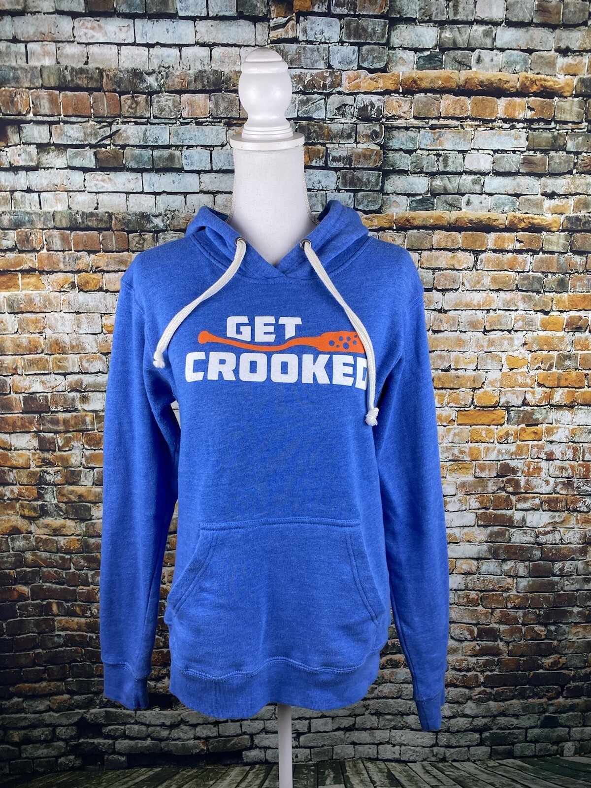 J. America - Women's Blue Fleece Hooded Pullover Sweatshirt Crooked ...
