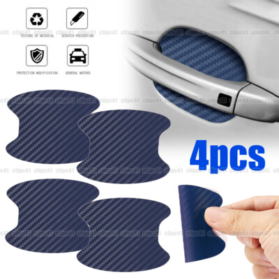 4Pcs Blue Carbon Fiber Car Door Handle Protector Film Anti Scratch ...