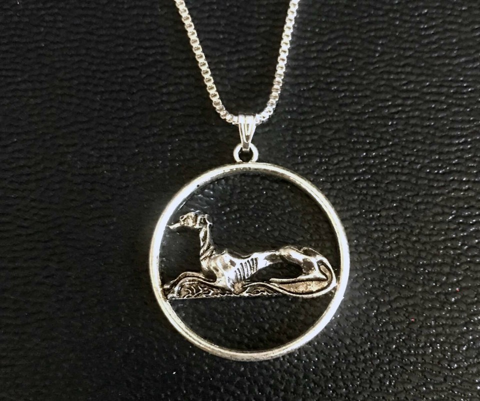 Pewter Pendant w Reclining Greyhound/ Whippet Dog, SP Necklace | eBay