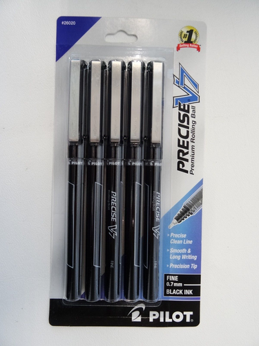 5 Pack Pilot V7 Fine Rollerball Pen, Black Ink, Rolling Ball Pens ...