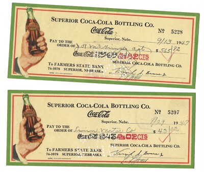1947 Superior Coca-Cola Bottling Company, employee canceled checks | eBay