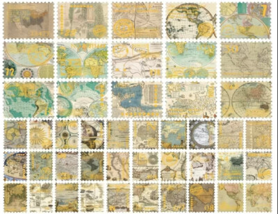 10pcs Bronzing Vintage Map Stamp Stickers- SM/MD Sized-Scrapbook ...