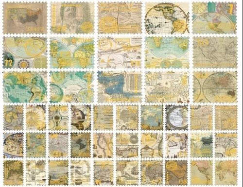 10pcs Bronzing Vintage Map Stamp Stickers- SM/MD Sized-Scrapbook ...