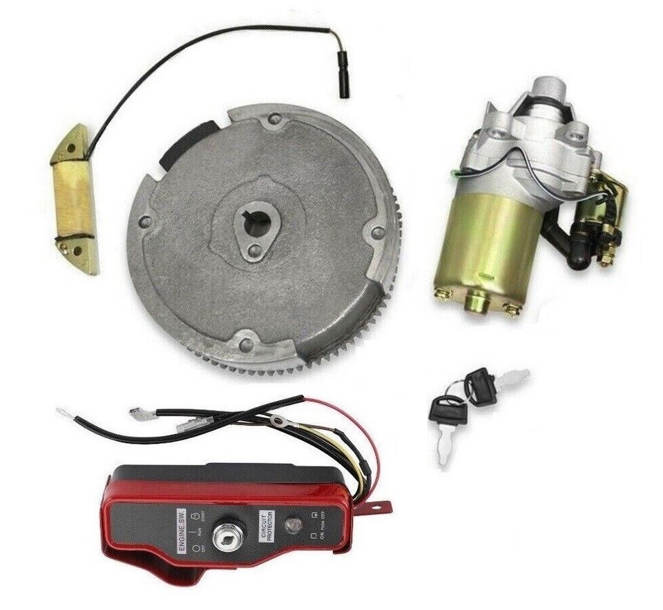 Starter Motor Key Box Flywheel Electric Start Kit Fits GX390 13 HP ...