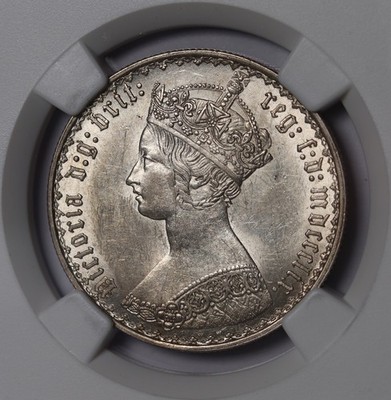 1859 UK Great Britain Silver Gothic Florin Q. Victoria Coin NGC AU 58 ...