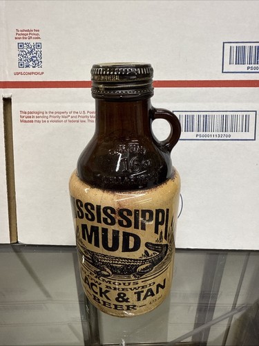Vintage BEER BOTTLE MISSISSIPPI MUD BLACK and TAN BEER 1 QUART Original ...