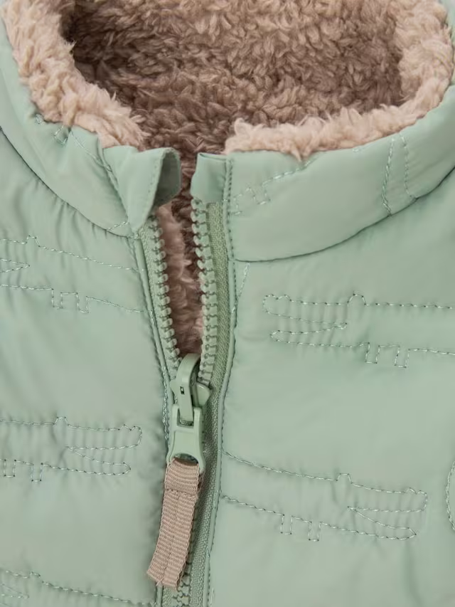 John Lewis Baby Crocodile Quilted Reversible Gilet, Green, 2-3 years ...