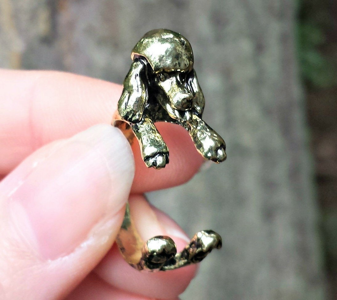 Poodle Ring - Adjustable Wrap Dog Ring - Silver, Black, Gold Animal Pet ...