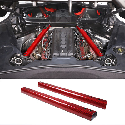 Red Real Carbon Fiber STRUT TOWER SUPPORT BAR Fits Corvette C8 Coupe ...
