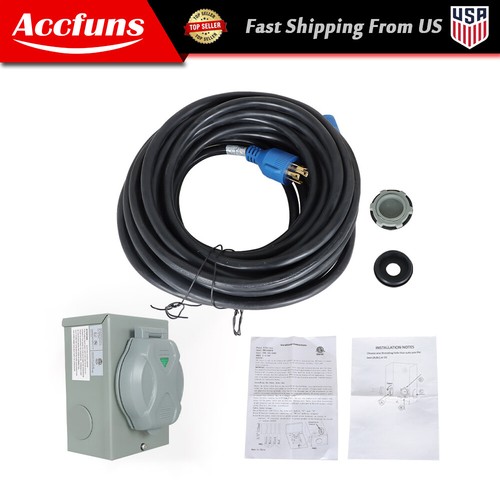 30AMP 50ft Generator RV Power Extension Cord L14-30P to L14-30R Power ...