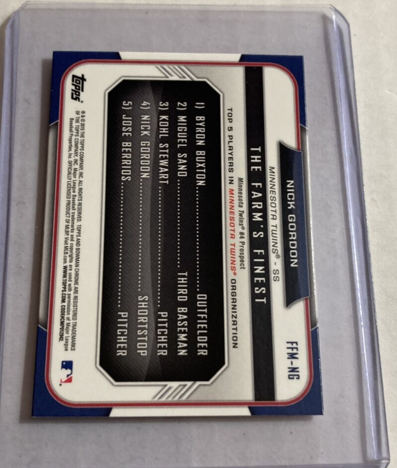 2015 Bowman Chrome- NICK GORDON Baseball Mini Farm's Finest Shimmer ...