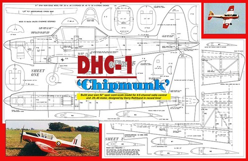 RCSA Model Airplane Plans (RC): DHC-1 Chipmunk 52" Semi-Scale for .25 ...