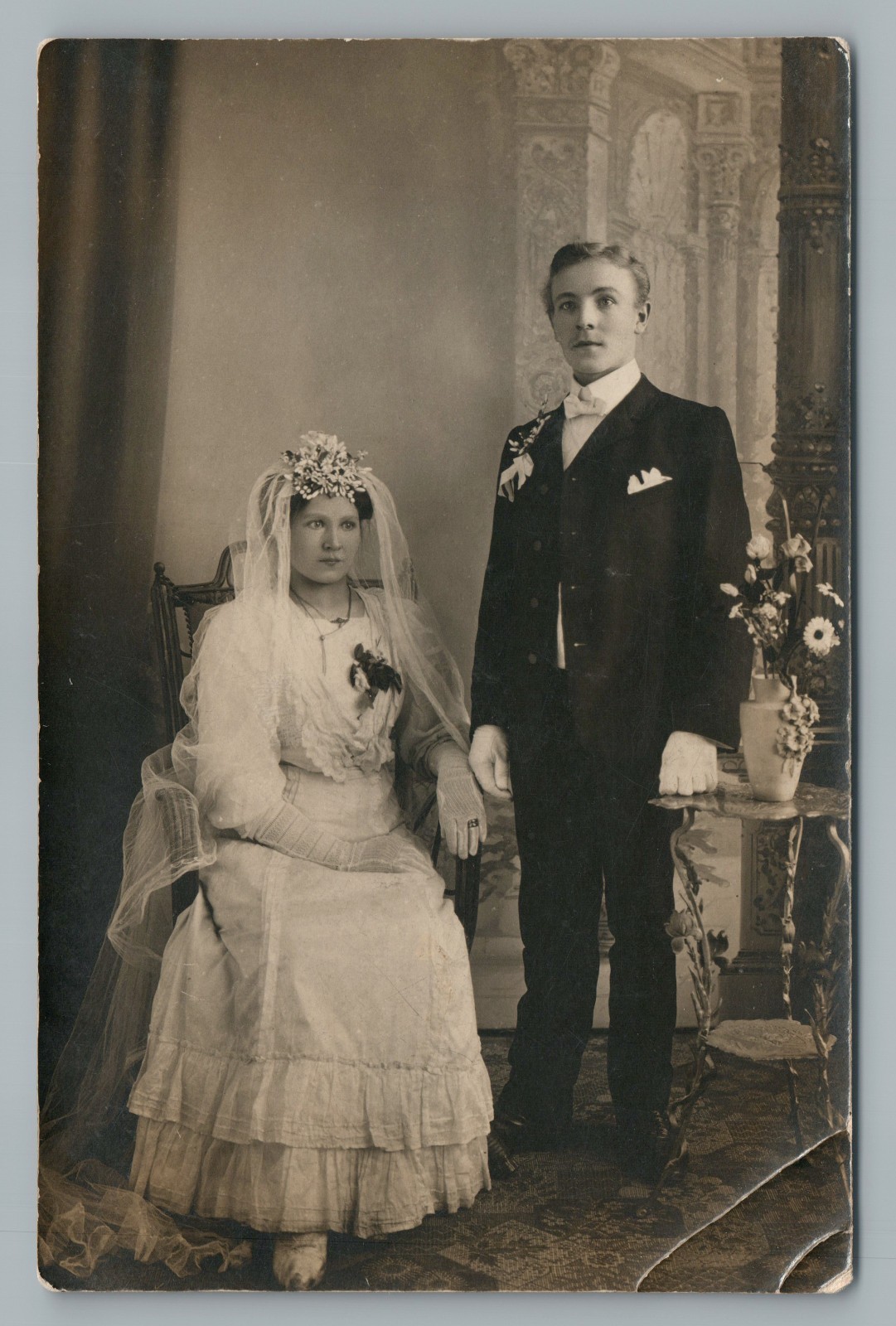Young Finnish Married Couple TAMPERE Finland RPPC Antique Studio Photo ...