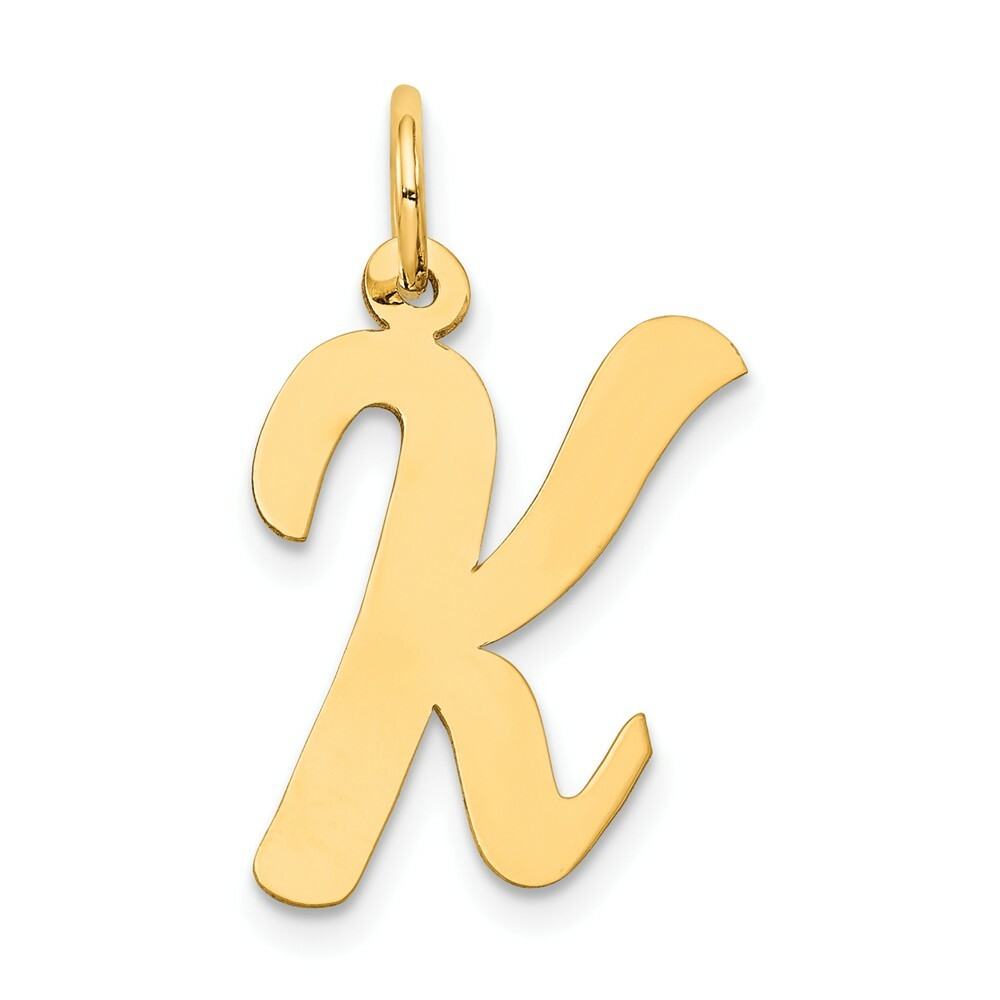 14k 14kt Yellow Gold Large Script Initial K Charm PENDANT 22 mm X 12-17 ...