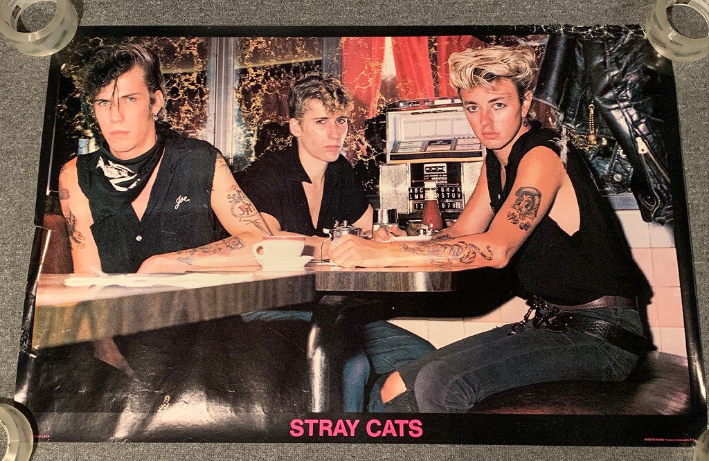 Vintage Stray Cats Poster FLAWS Band Brian Setzer | eBay