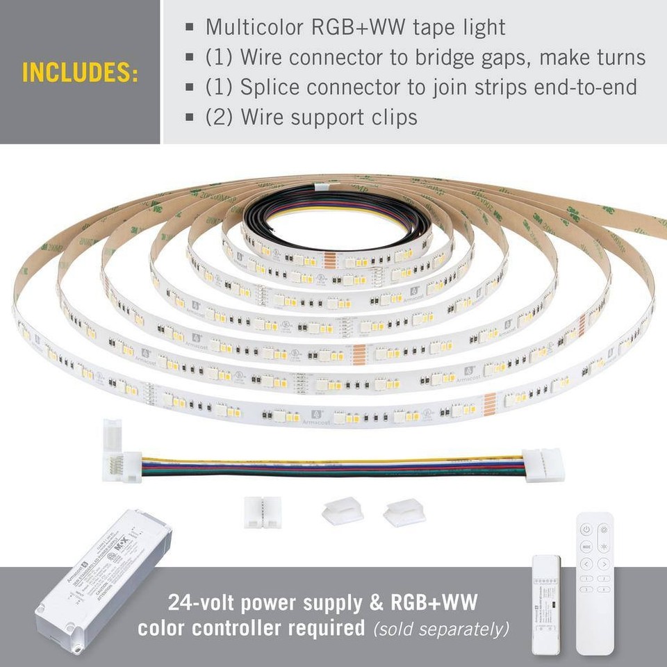 Ribbonflex Pro 24V Rgb+Ww 0.5 In. Hardwired White Integrated Led Linkable Under | eBay