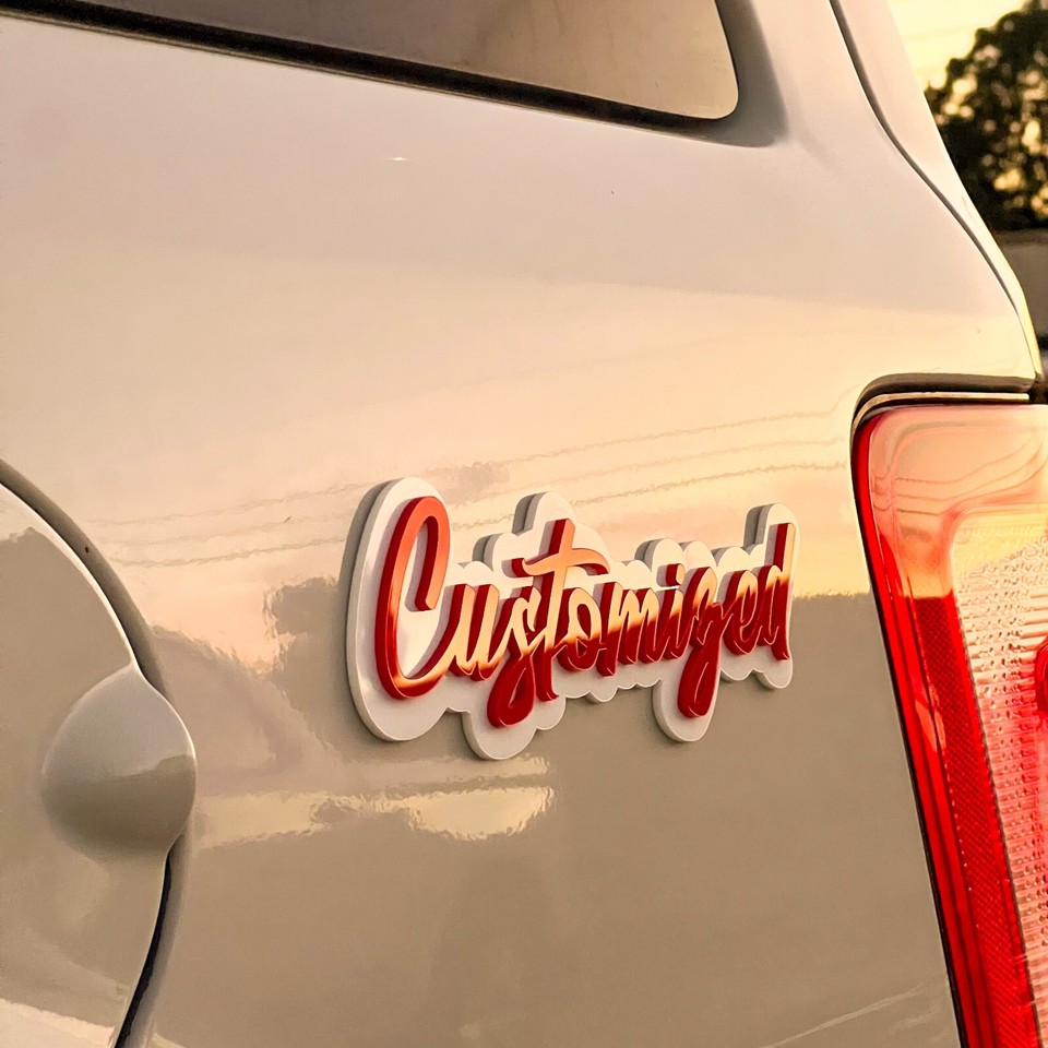 Customized Car Acrylic Emblem Badge MULTI COLOR Customized Text Names ...