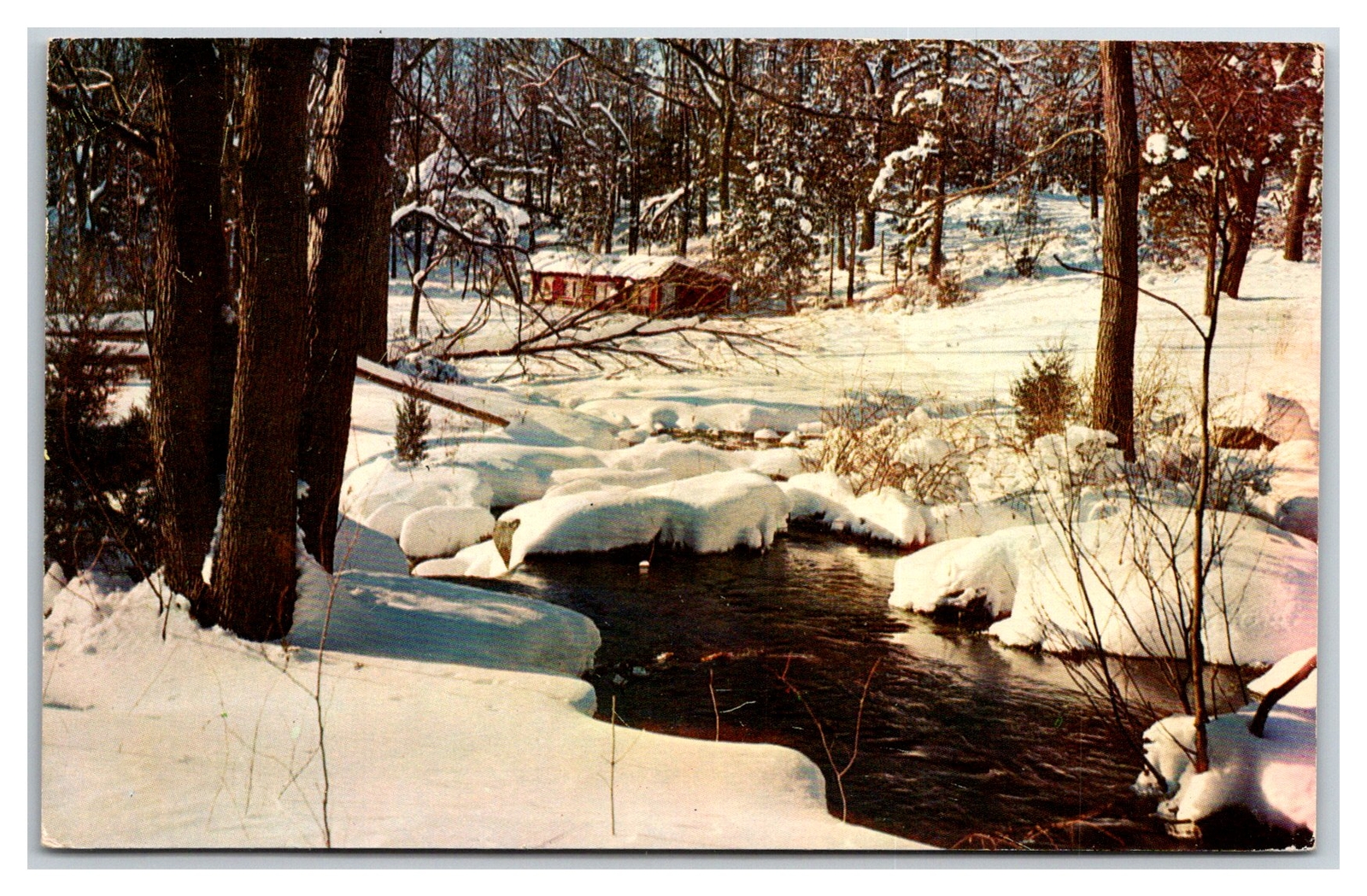 FOSTER CITY MICHIGAN ~ Traverse city ~ Winter scene with Log cabin an ...