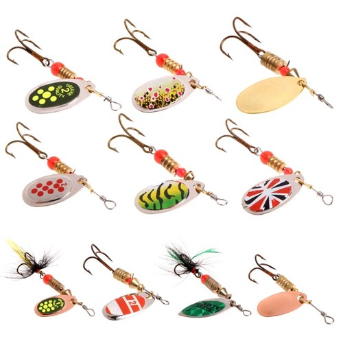 Fishing Spoon Lure Sequins Paillette Metal Hard Double Treble Hook Tackle | eBay Australia