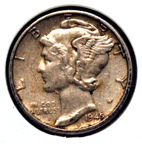 1945-WWII Silver Mercury Dimes With No Mint Mark 80 Years Great ...