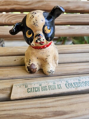 Vintage Cast Iron Fido Puppy Dog Still Coin Bank | eBay