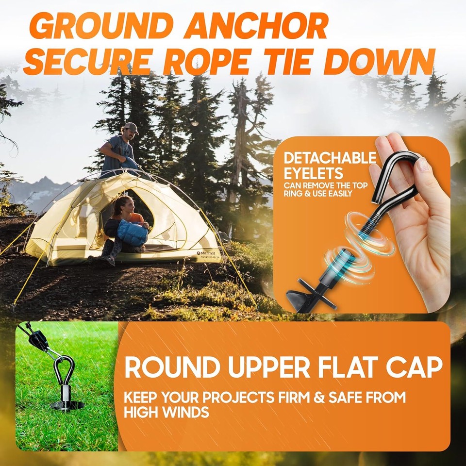 [Premium] 4 Pack Ground Anchors with Power Nut Driver Drill Bit, Ground ...