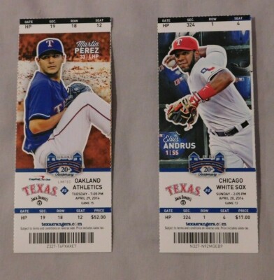 2014 Texas Rangers Ticket Stub Pick One - unused Season Ticket | eBay