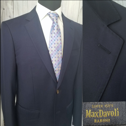 Max Davoli Baroni Men Blazer 40R Blue Hand Stitch Super 150s Sports ...