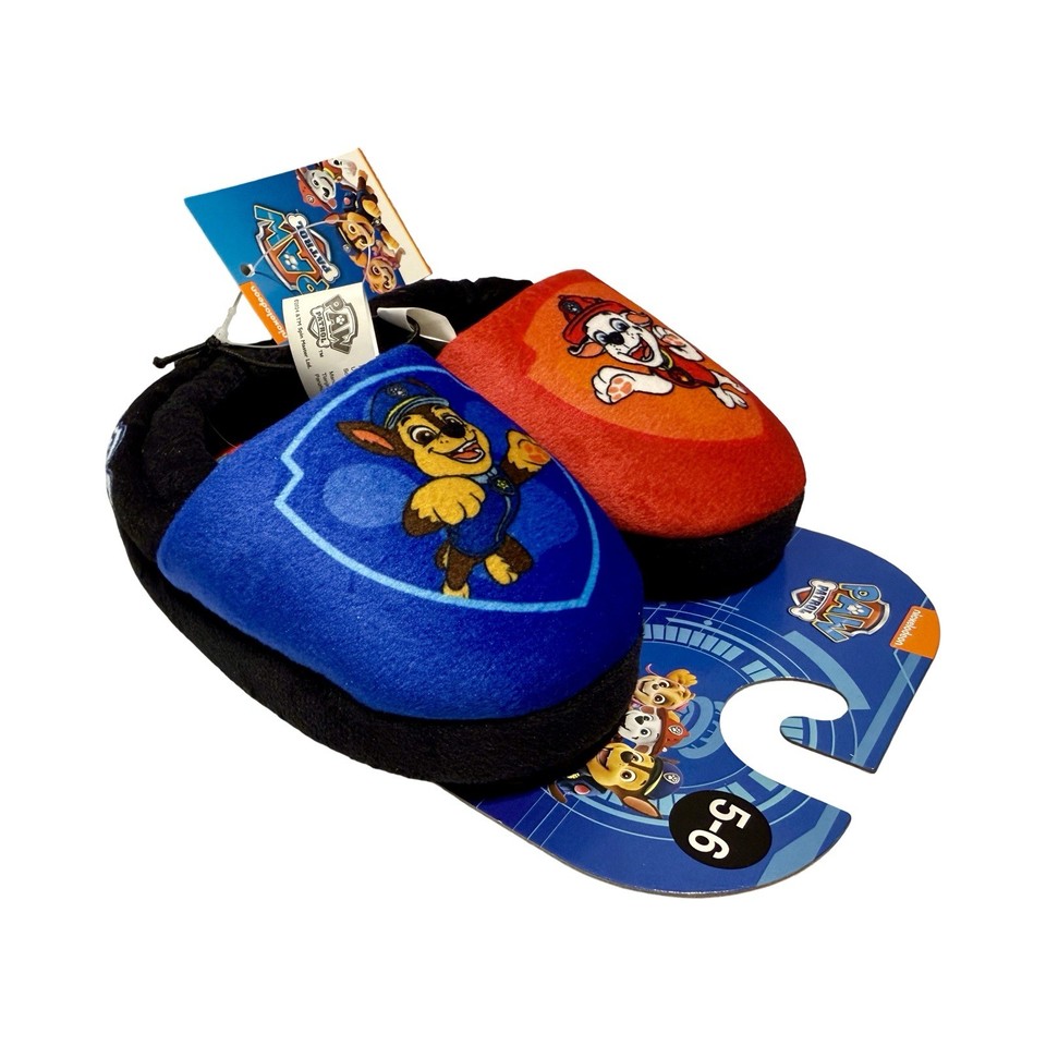 Paw Patrol Kids Slippers Chase Marshall Plush House Shoes Size 5–6 New ...