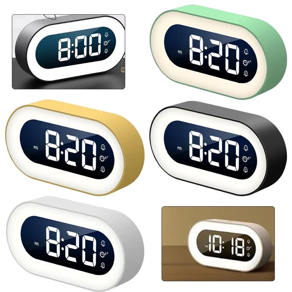 Wiederaufladbare leise Uhr für Schlafzimmer mit Leuchtfunktionen und ...