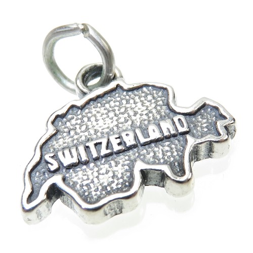 Switzerland map sterling silver charm .925 x 1 Swiss Country charms ...