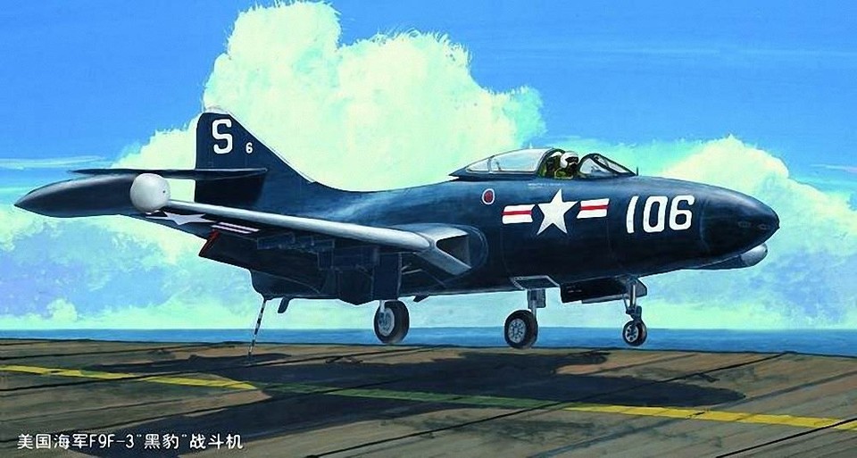 NOB Trumpeter 1/48 Scale F9F3 Panther US Navy Fighter Airplane Model ...