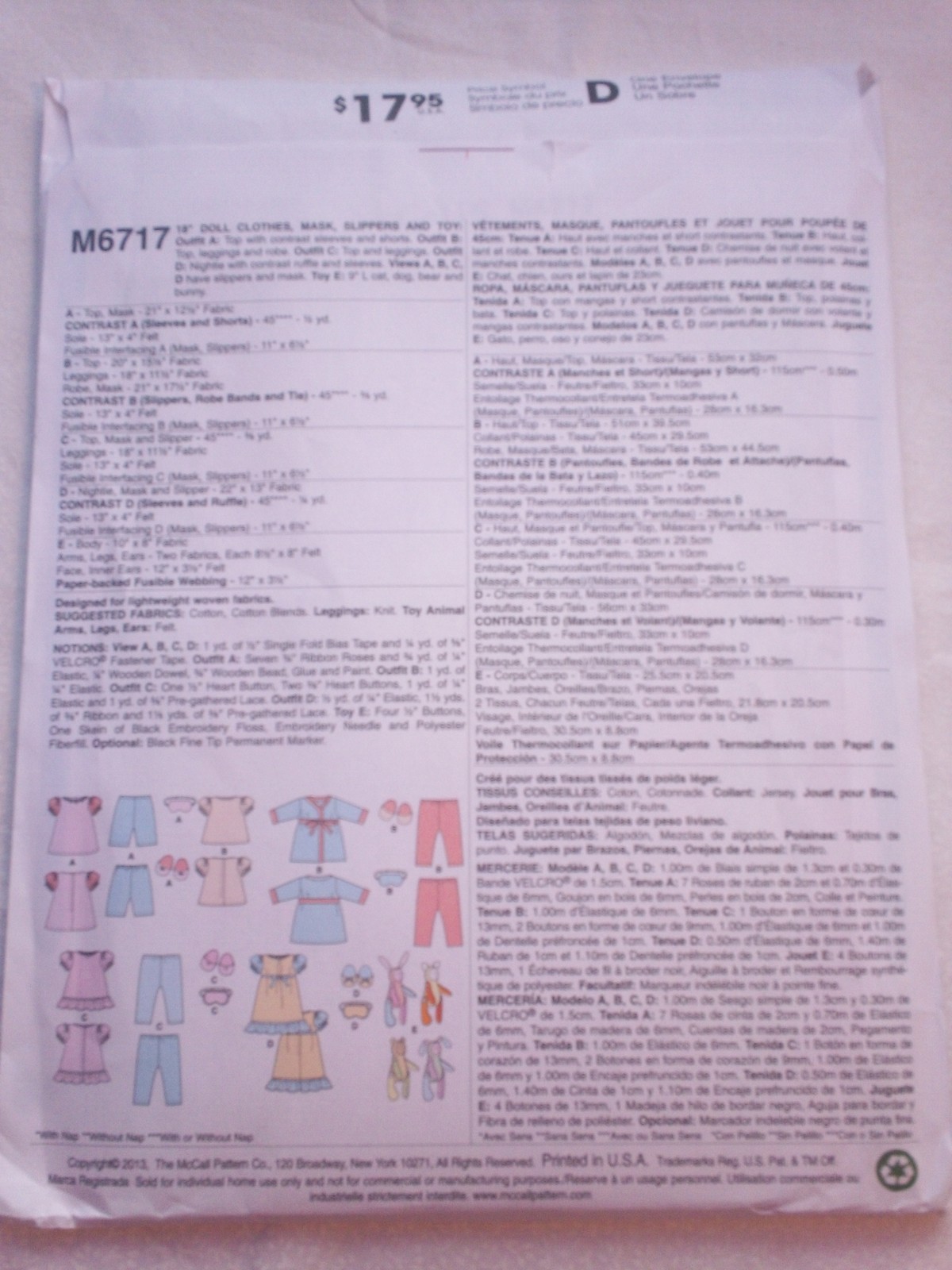 Fits American Girl McCall's Sewing Pattern #6717 - 18" Doll clothes | eBay