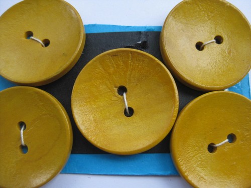 30mm Large Nice Pretty Yellow Wood Concave 2 hole Sewing Buttons Set 5 ...
