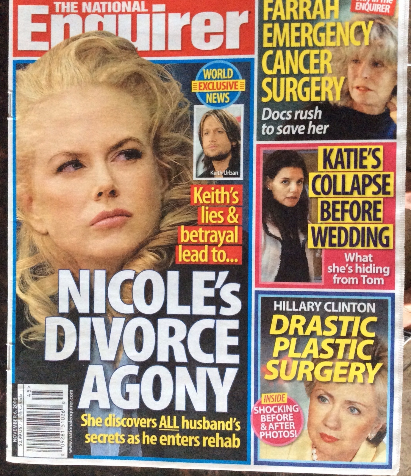 National Enquirer Nov. 6, 2006. Nicole Kidman. Keith Urban. Katie ...