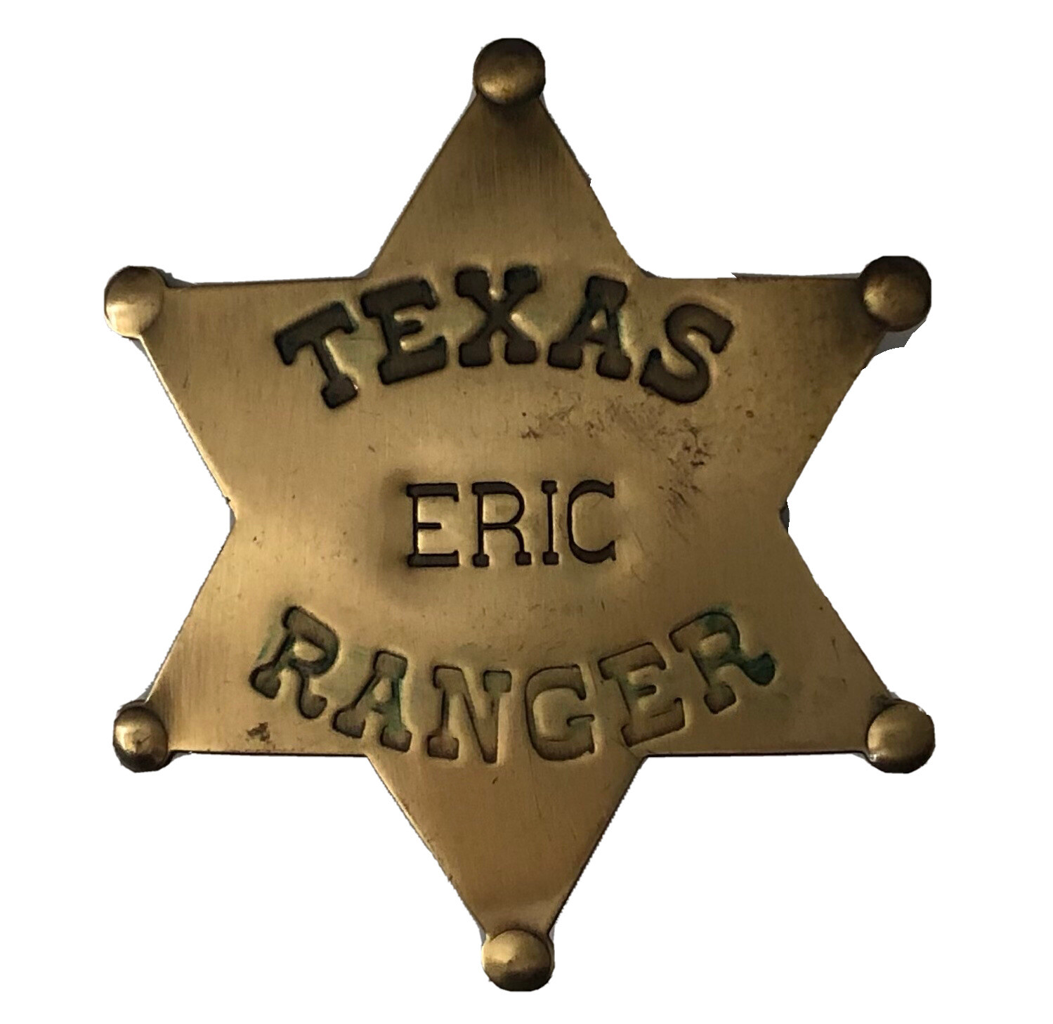 Vintage Texas Ranger Star Badge Pin Six Point Star Eric Personalized ...
