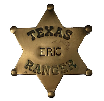 Vintage Texas Ranger Star Badge Pin Six Point Star Eric Personalized ...
