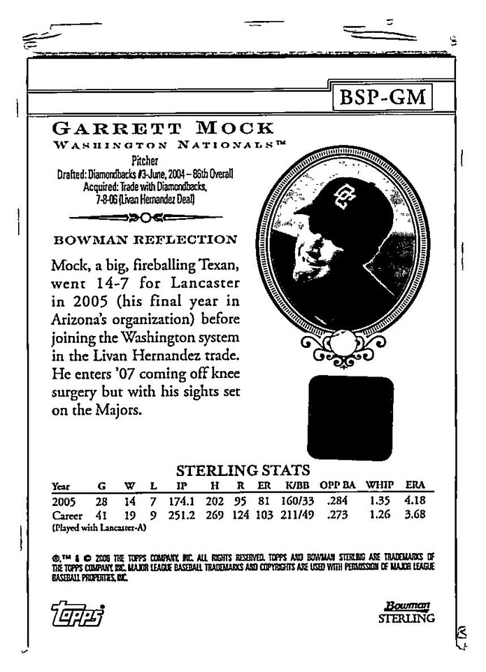 2006 Bowman Sterling Garrett Mock #BSP-GM AU Baltimore Orioles Auto | eBay