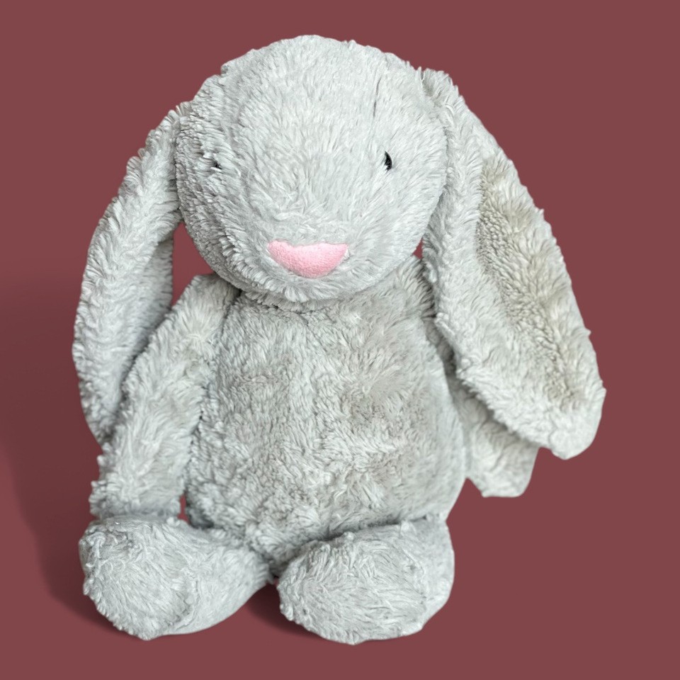 Jellycat Bashful Bunny Rabbit Plush 14" Grey Floppy Stuffed Animal ...