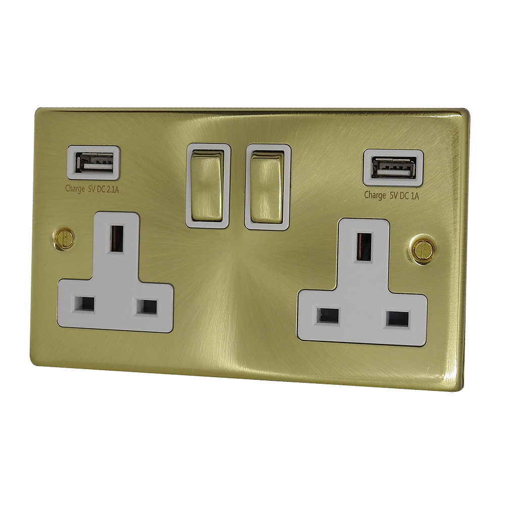 Satin Brushed Brass Light Switches & Plug Sockets - Sleek Modern Finish ...