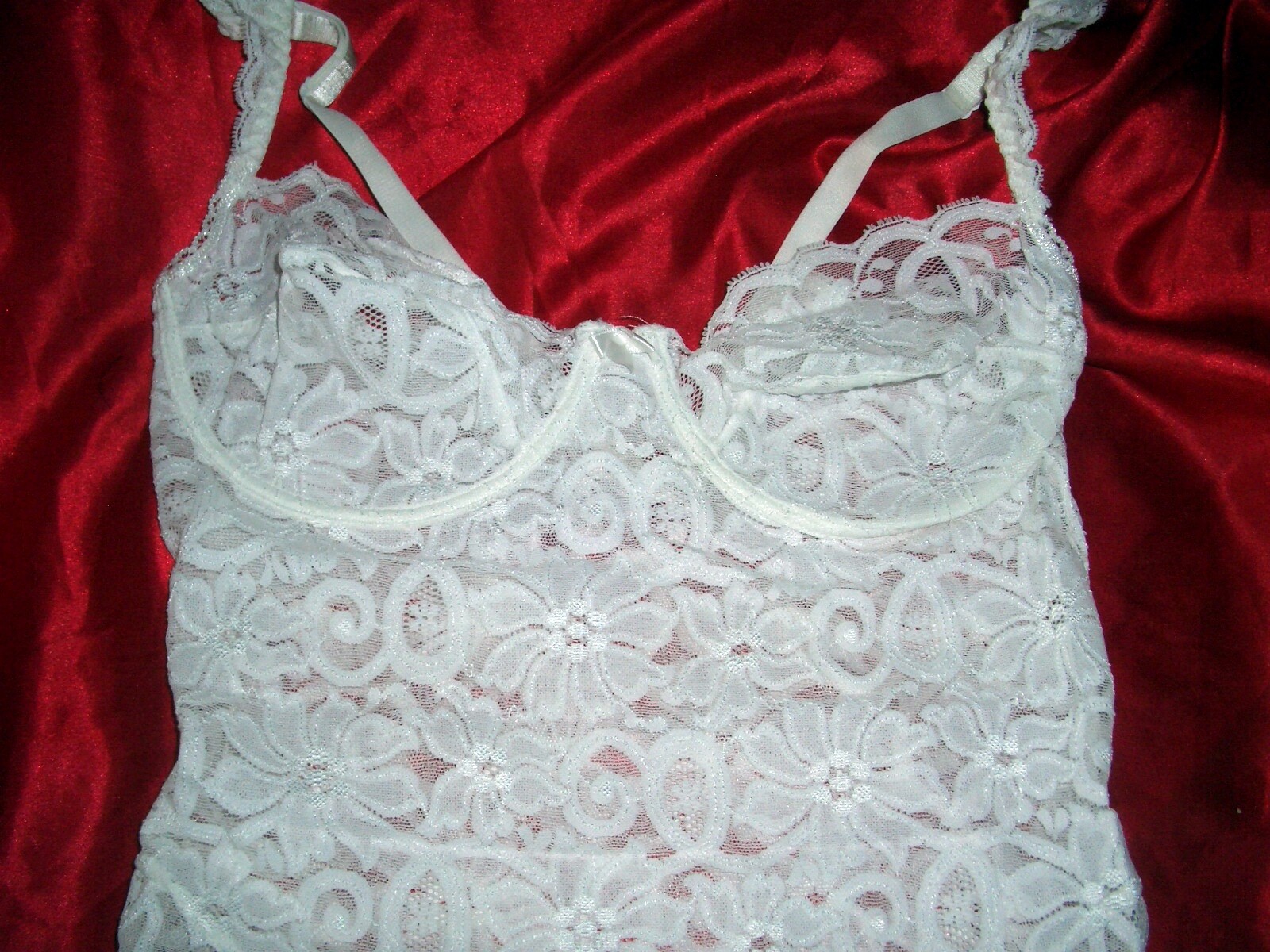 Himmlischer VINTAGE Spitzenbody Damenbody weiß ca. M Pin Up Body Spitze ...