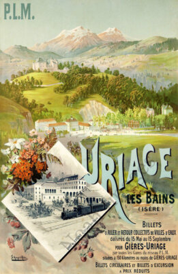 Uriage Les Bains vintage resort travel poster repro 16x24 | eBay