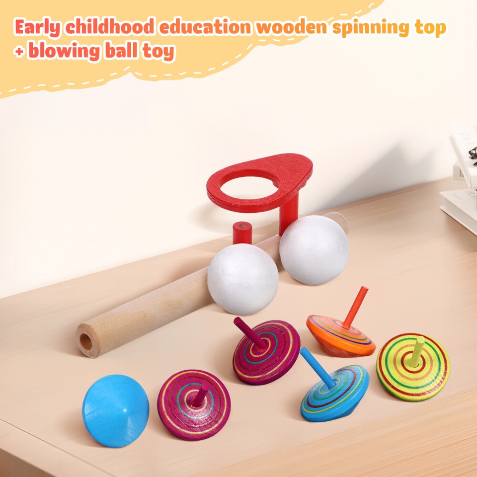 1 Set Kindergarten Toy Ball Blowing Toy Wood Gyro Toy Floating Blow ...