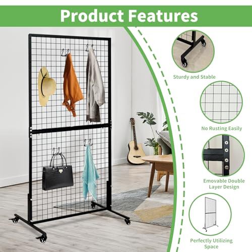 Grid wall Panel Display Stand 3' x 6' Wire Gridwall Display Racks with ...