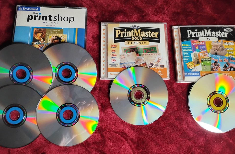 Broderbund Printshop Deluxe and PrintMaster Gold and 10 Software ...