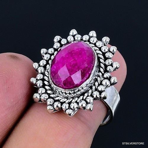 Kashmir Red Ruby 925 Silver Plated Handmade Ring of US Size 6.5 | eBay