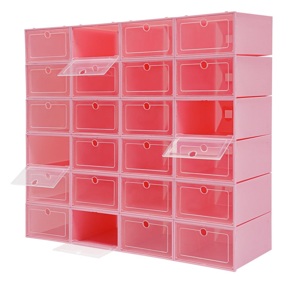 24 Pack Shoe Boxes Shoe Storage Box Stackable Shoe Boxes Shoe Storage ...