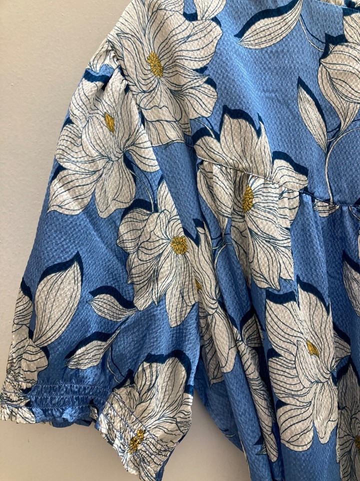 Draper James Naomi Wrap Dress Blue Floral Magnolia Print Midi Size 24X ...